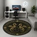 Twin Dragons Round Rug, Gothic Fantasy Area Rug With Floral Frame ...