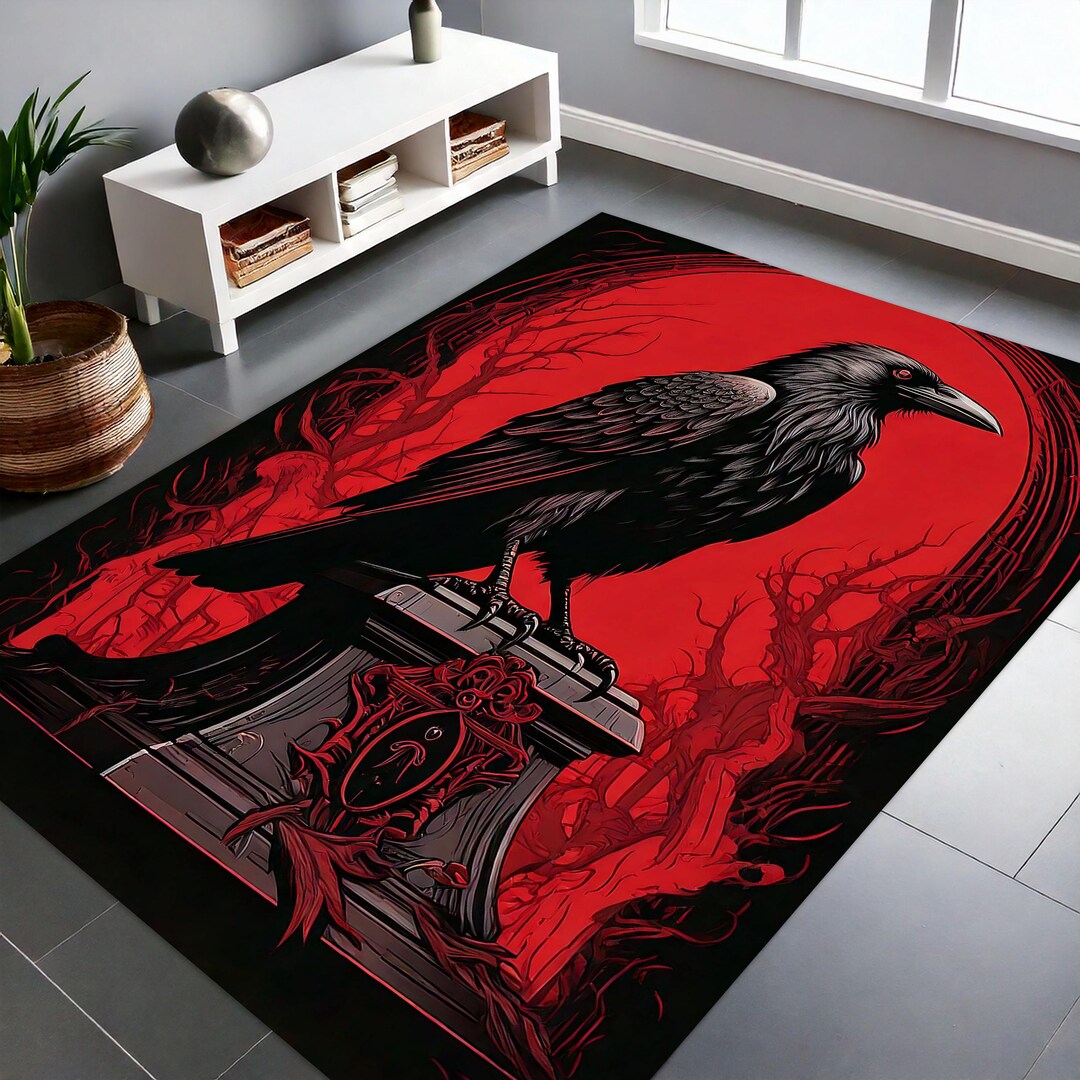 Firefly Create Raven Gothic Style, Red Raven Rug - Etsy
