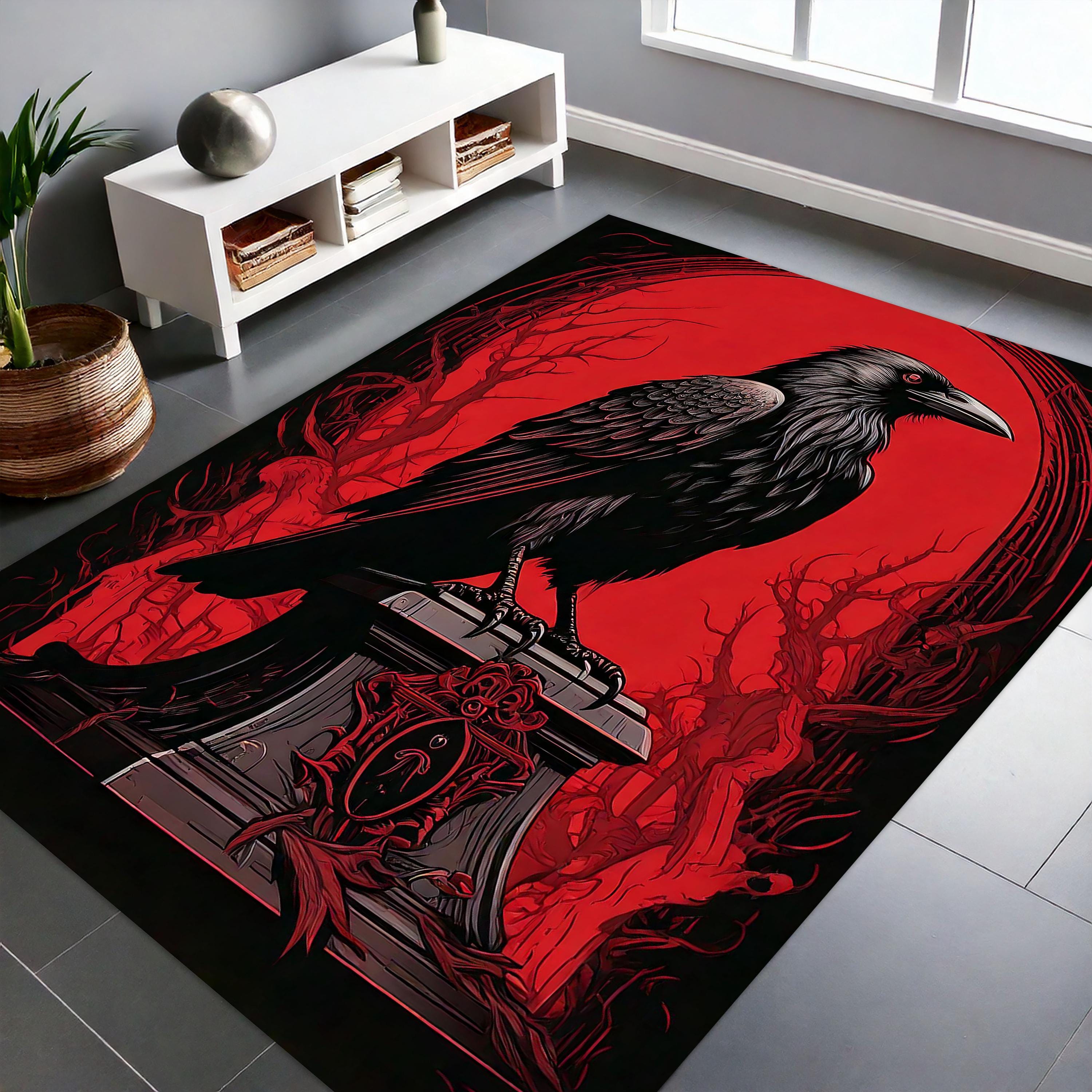 Firefly Create Raven Gothic Style, Red Raven Rug - Etsy