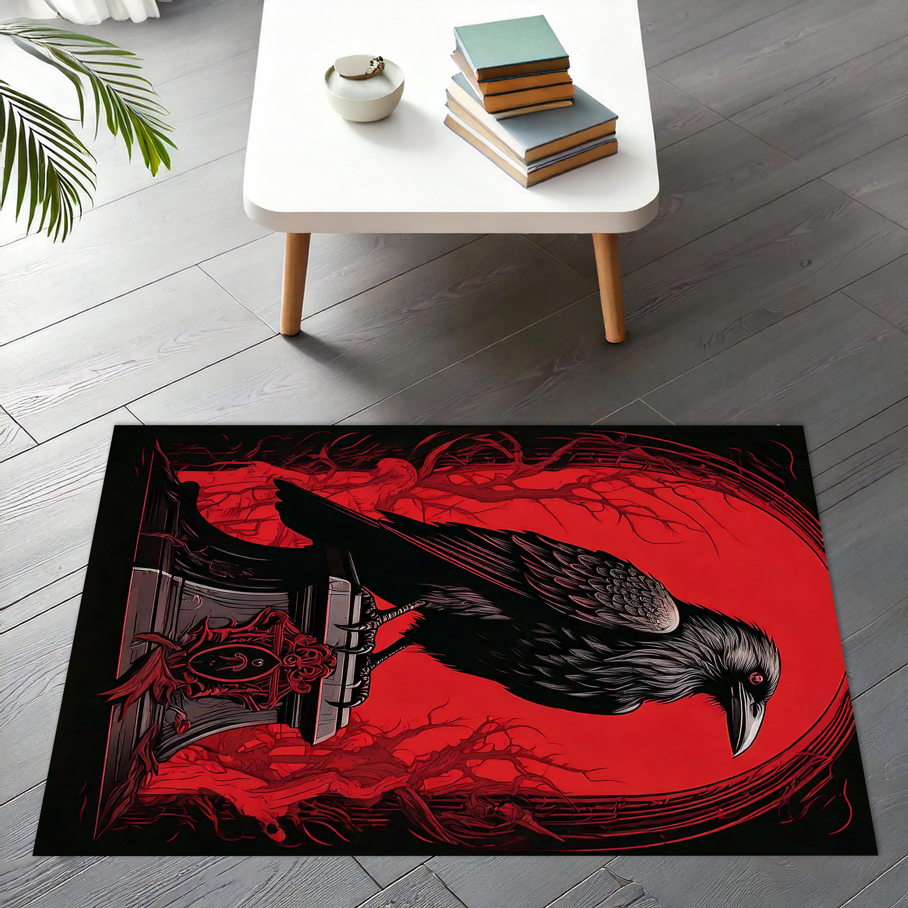 Firefly Create Raven Gothic Style, Red Raven Rug - Etsy
