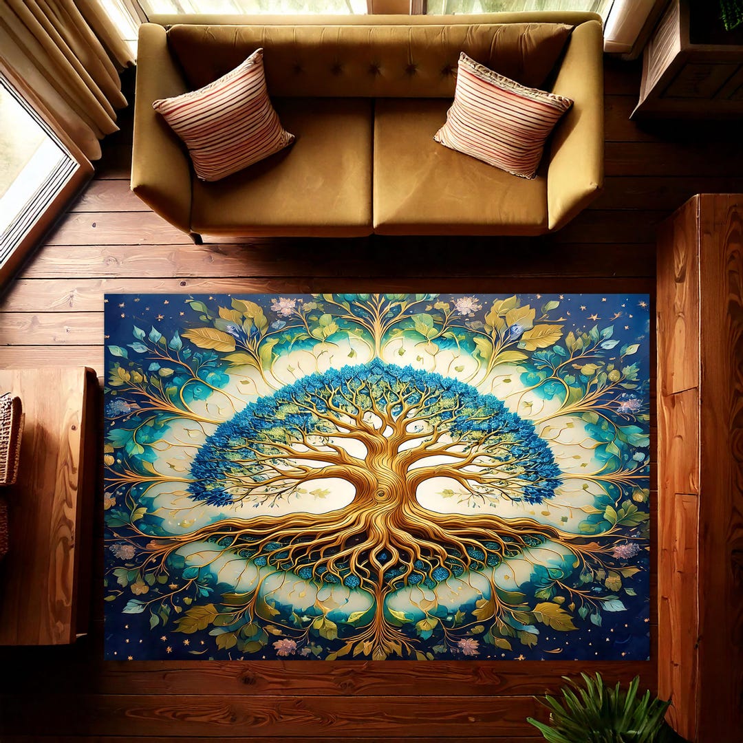 Tree of Life Area Rug _ Norse Mythology Tree Rug _ World Tree Inspired ...