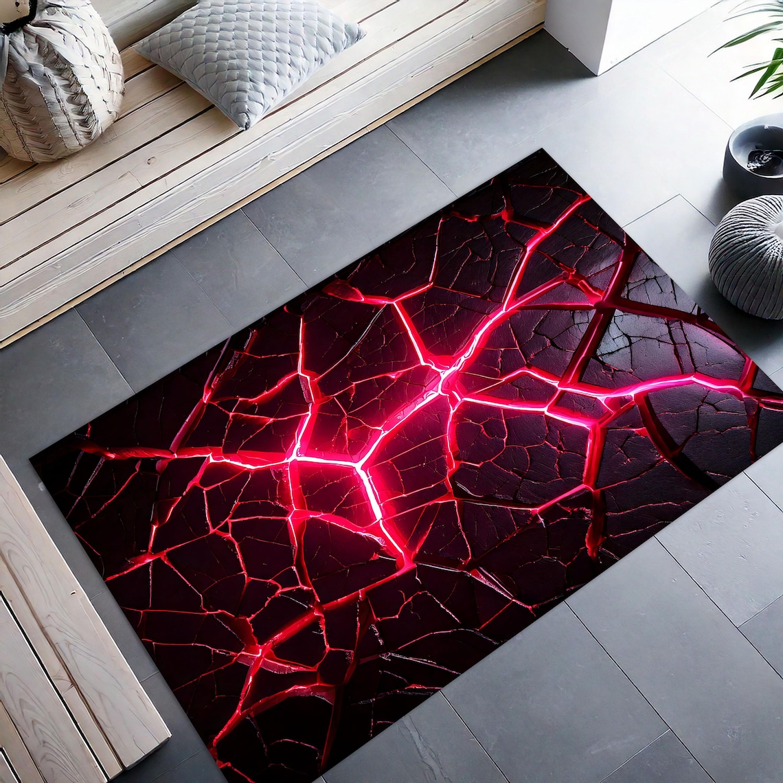 Cracked Game Zone Rug, Gamer Room Floor Mat, Video Game Theme Carpet ...