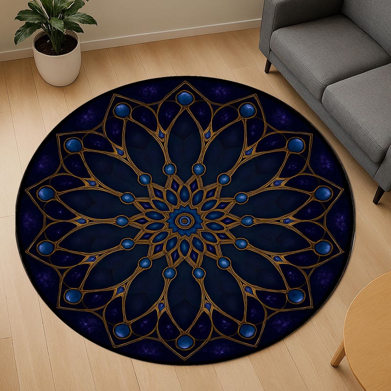Blue Round Rug - Etsy