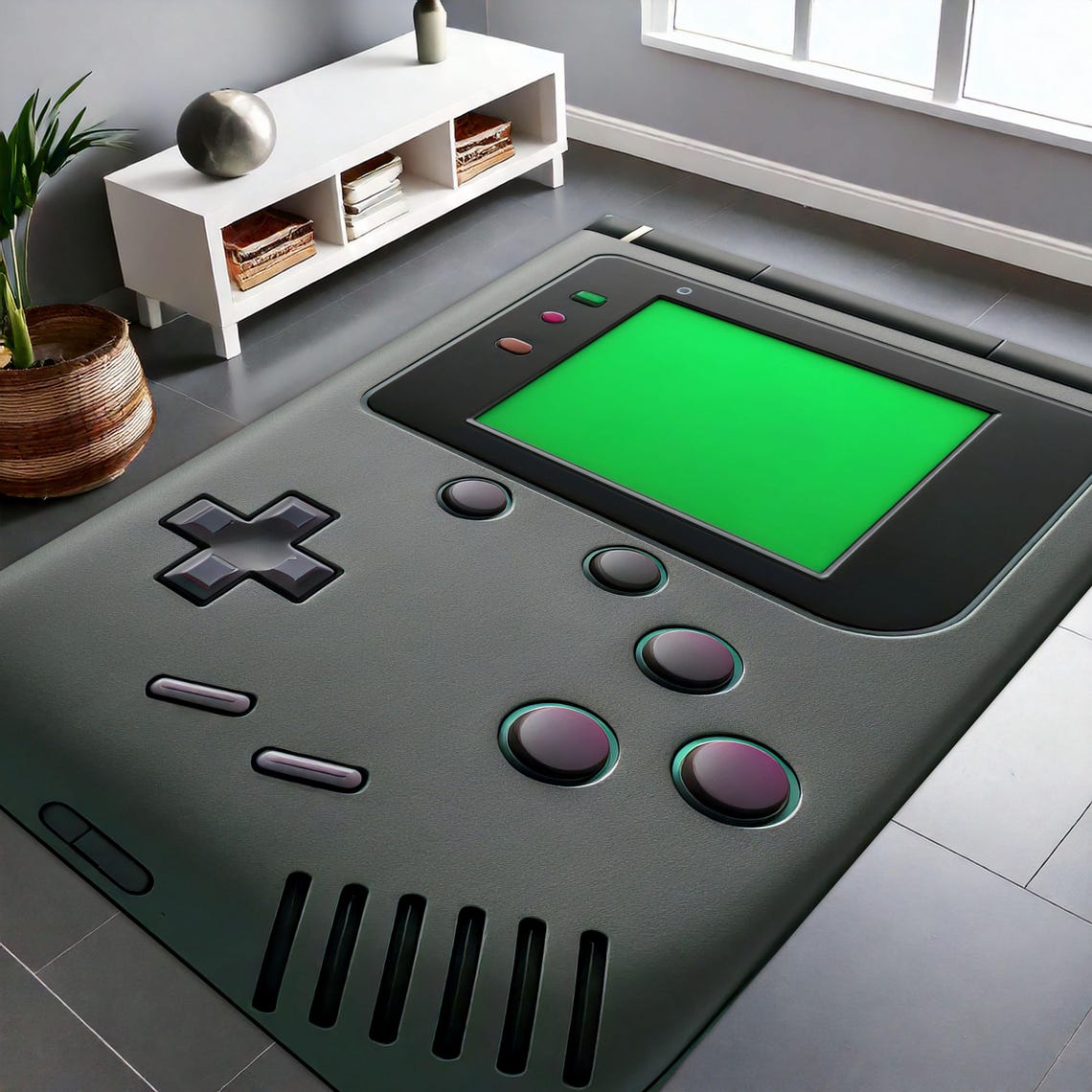 Retro Handheld Gaming Rug, Pixel Art Arcade Carpet, Classic 8-bit ...