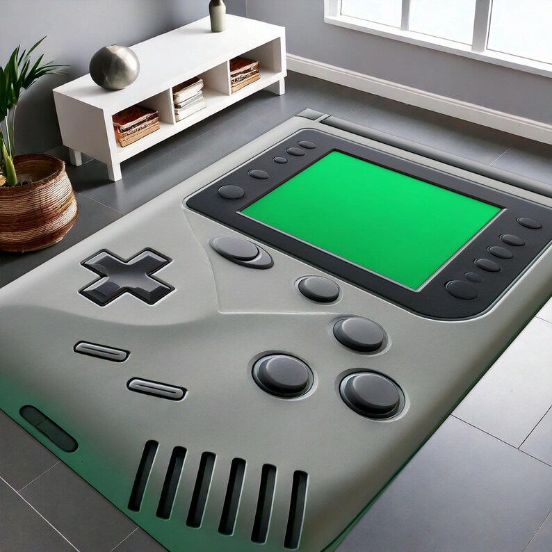 Retro Handheld Gaming Rug, Pixel Art Arcade Carpet, Classic 8-bit ...