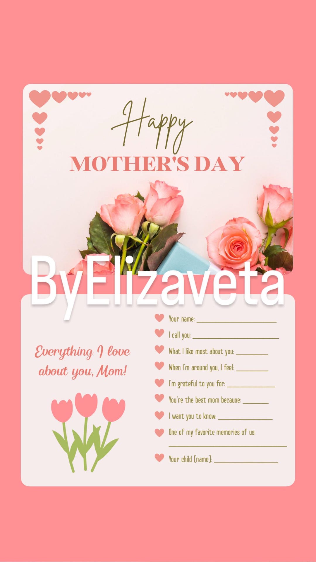Mother’s Day Fill-in Card – Printable Letter for Mom - Etsy