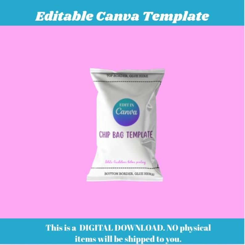 Custom Chip Bag Template | DIY Party Favor (digital Download) - Etsy