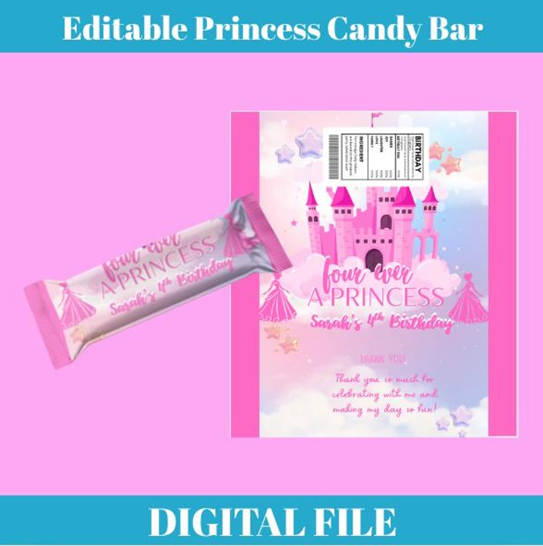 Princess Birthday Party Candy Bar Wrapper – Editable & Printable - Etsy UK