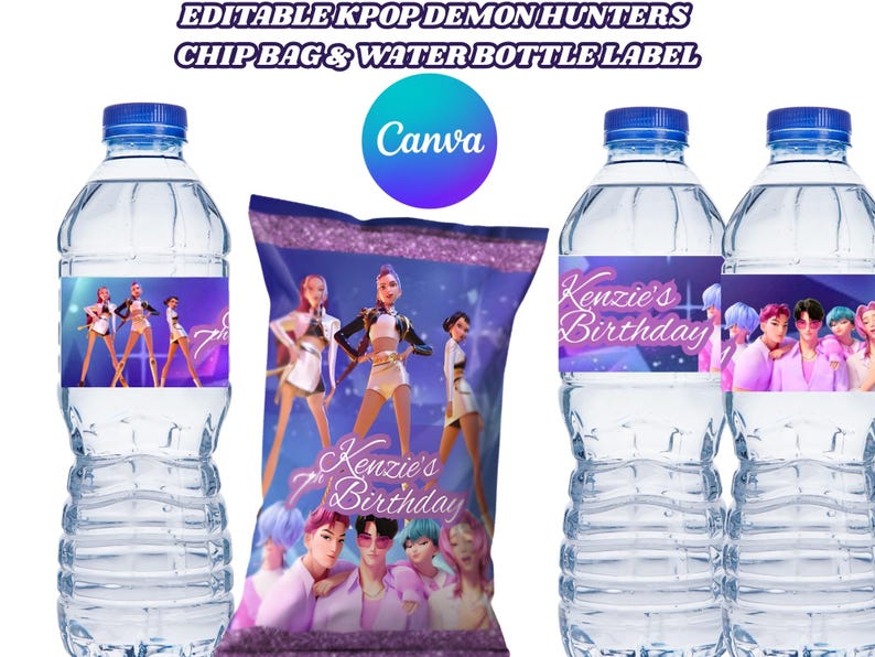 Editable K-pop Demon Hunters Chip Bag & Water Bottle Labels | K-pop ...