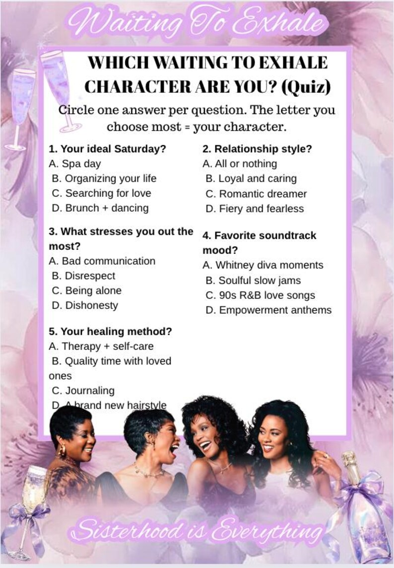 Waiting to Exhale Purple Movie Night Party Games - Etsy
