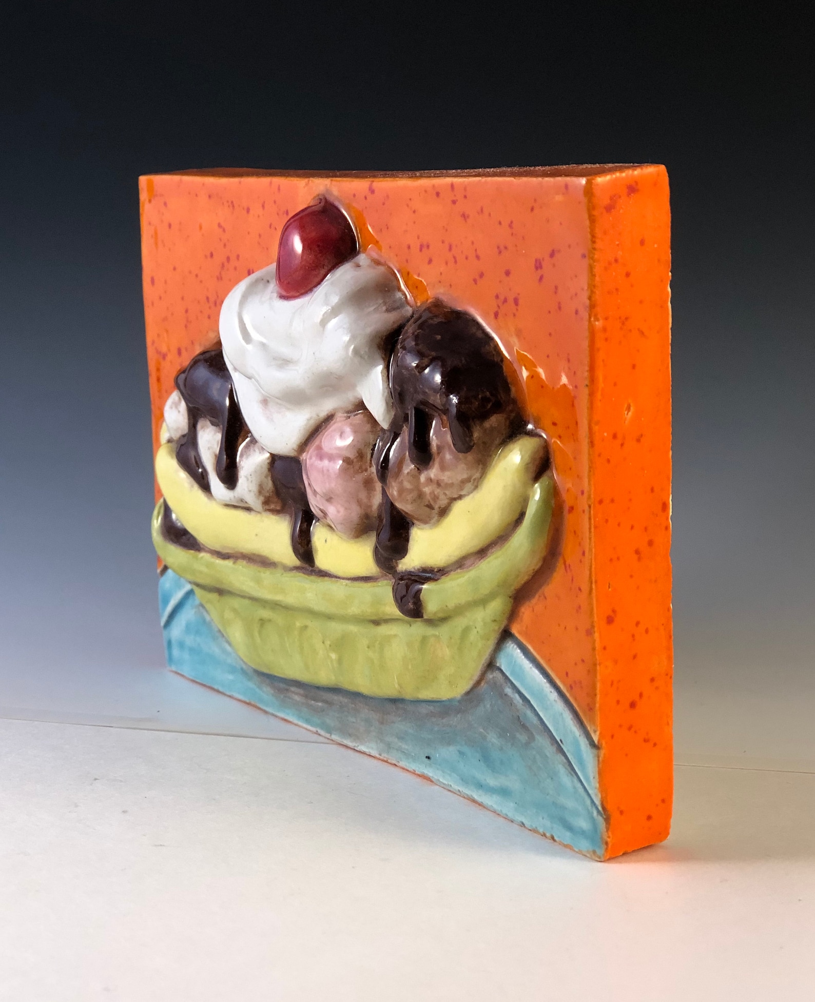 ICE CREAM SUNDAE Ceramic Wall Art Tile, 4x6 Wall Plaque, American ...
