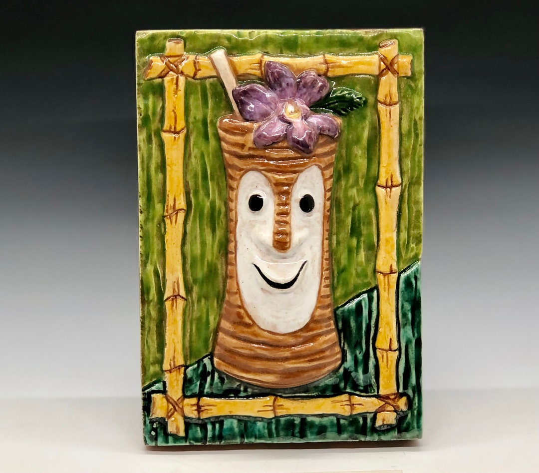 TIKI BOB MUG Ceramic Art Tile, 4 X 6 Wall Plaque, Americana Kitsch ...