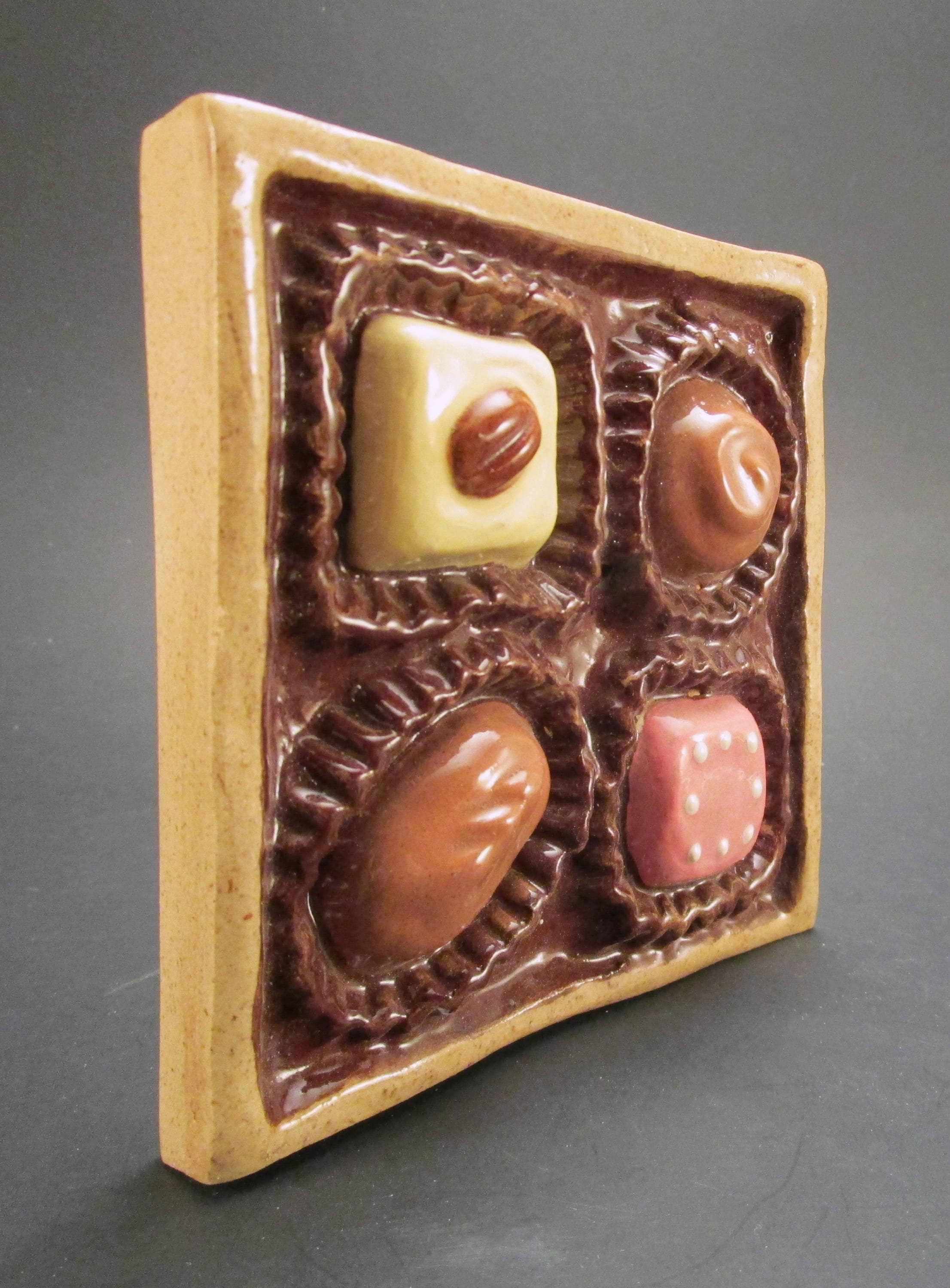 BOX OF CHOCOLATES, Ceramic Art Tile, 4x4 Handmade Decorative Wall ...