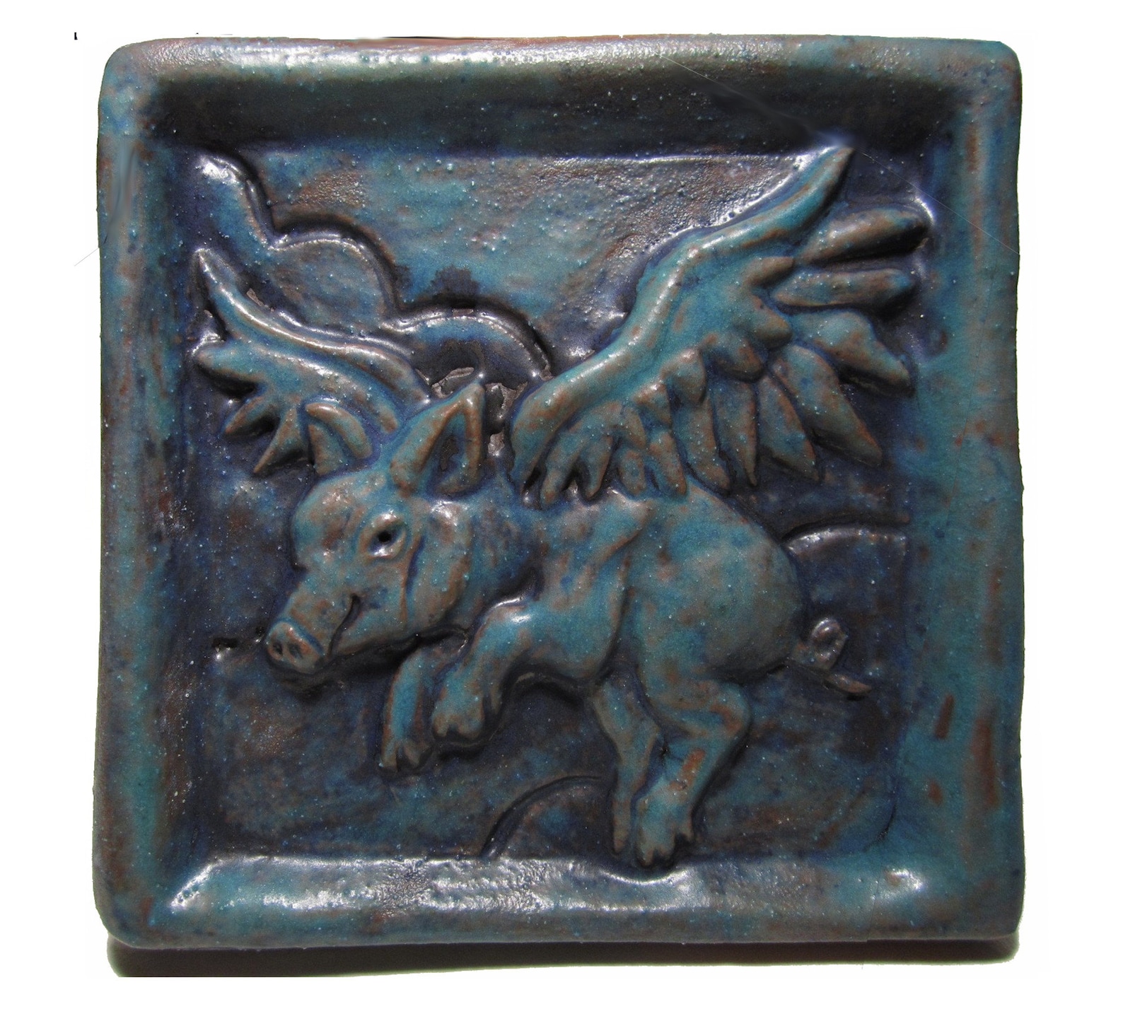 Ceramic Art Tile WHEN PIGS FLY Antique Turquoise 4x4 - Etsy