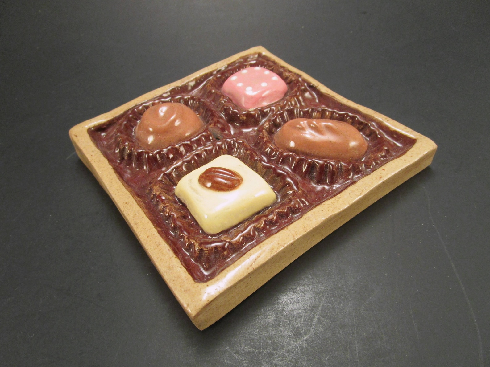 BOX OF CHOCOLATES, Ceramic Art Tile, 4x4 Handmade Decorative Wall ...