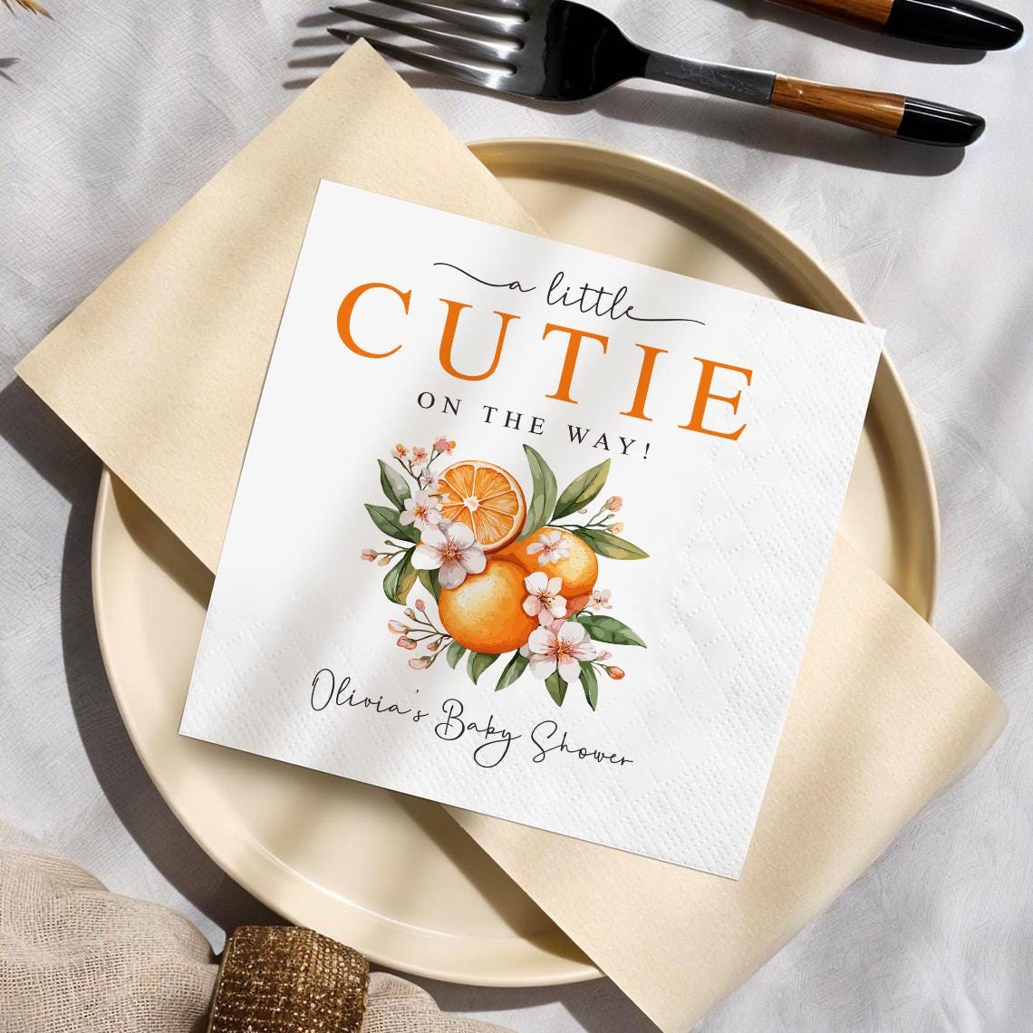 Custom Little Cutie Baby Shower Decor, Orange Themed Baby Shower ...