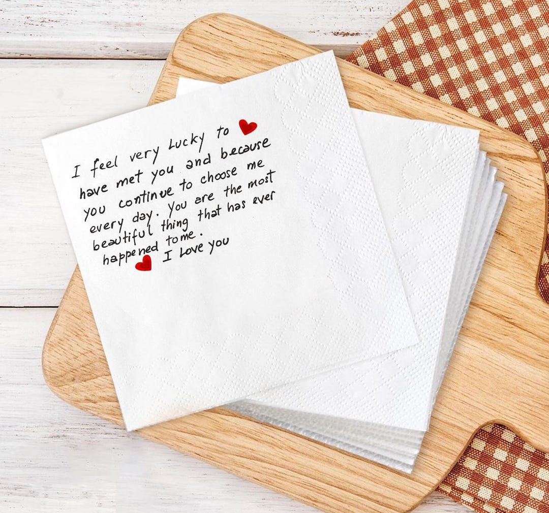 Personalized Love Note Napkins, Custom Handwritten Note Paper Napkins ...