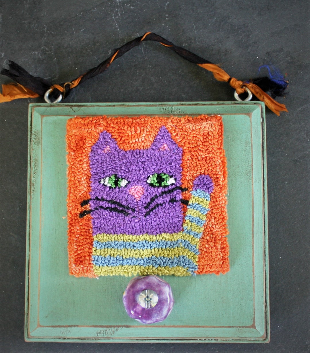 Striped Cat Punchneedle Embroidery Pattern PDF - Etsy
