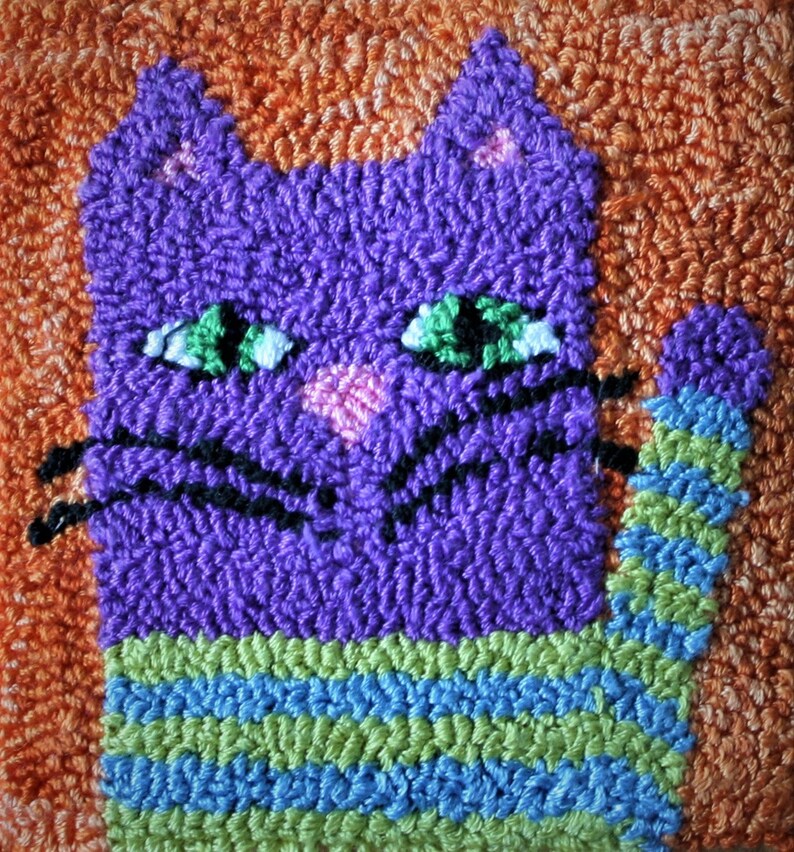 Striped Cat Punchneedle Embroidery Pattern PDF - Etsy