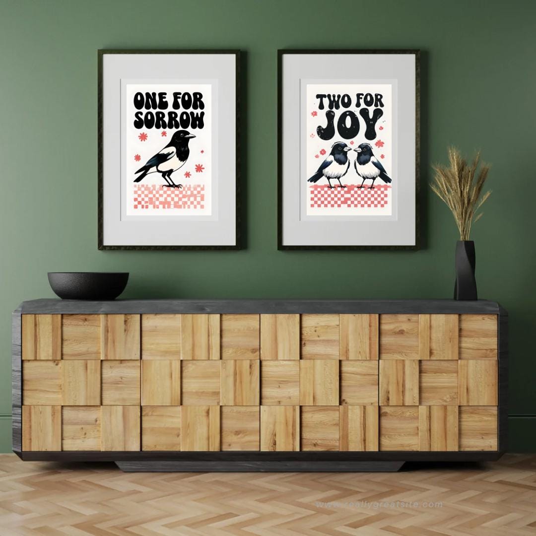 Irish Magpie Superstition Art Prints “one for Sorrow, Two for Joy ...