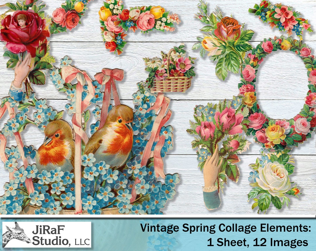 Vintage Spring Printable, Instant Digital Donwnload, Collage ...