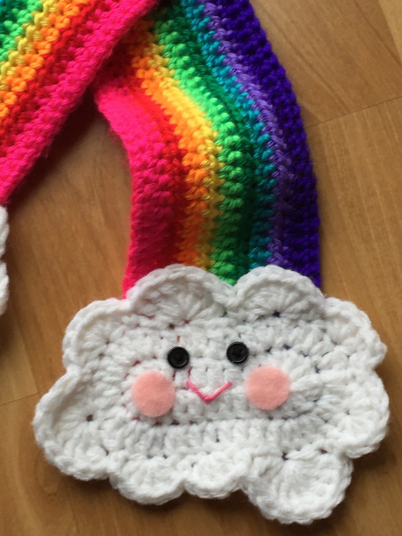 Happy Rainbow Scarf Rainbow and Clouds Scarf | Etsy