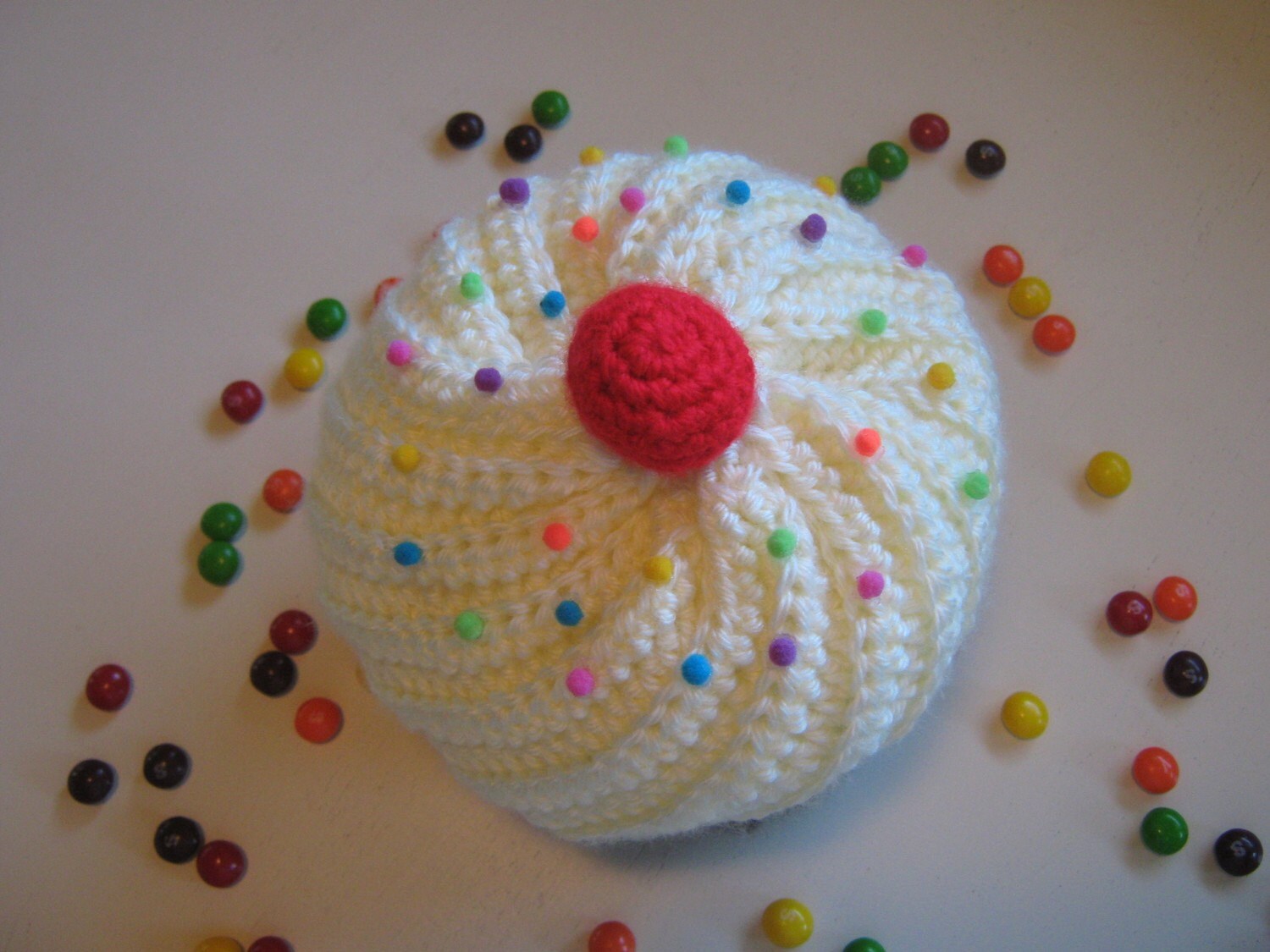 Crochet Cupcake Hat With Sprinkles in Chocolate and Cream Frosting ...