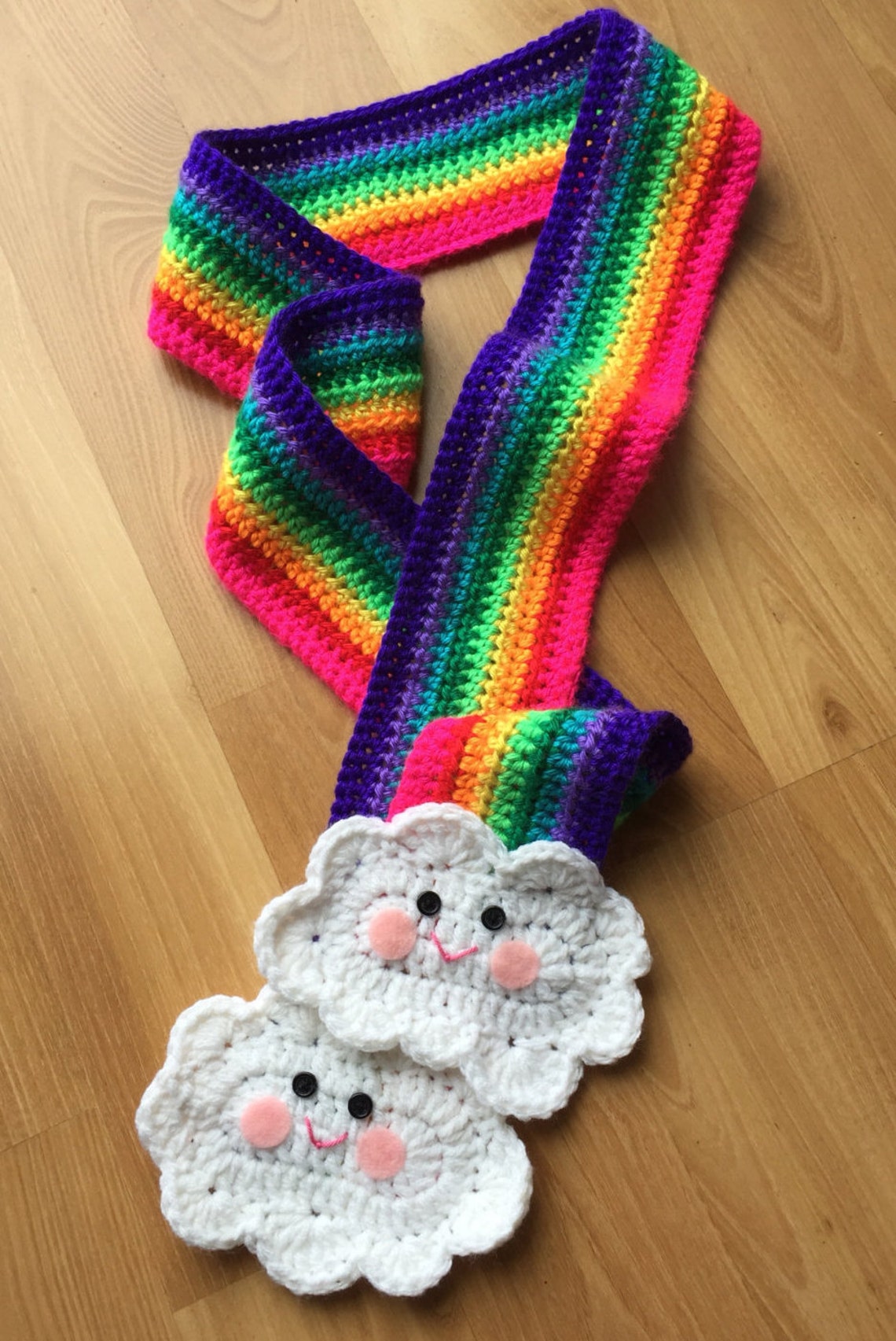 Happy Rainbow Scarf Rainbow and Clouds Scarf | Etsy