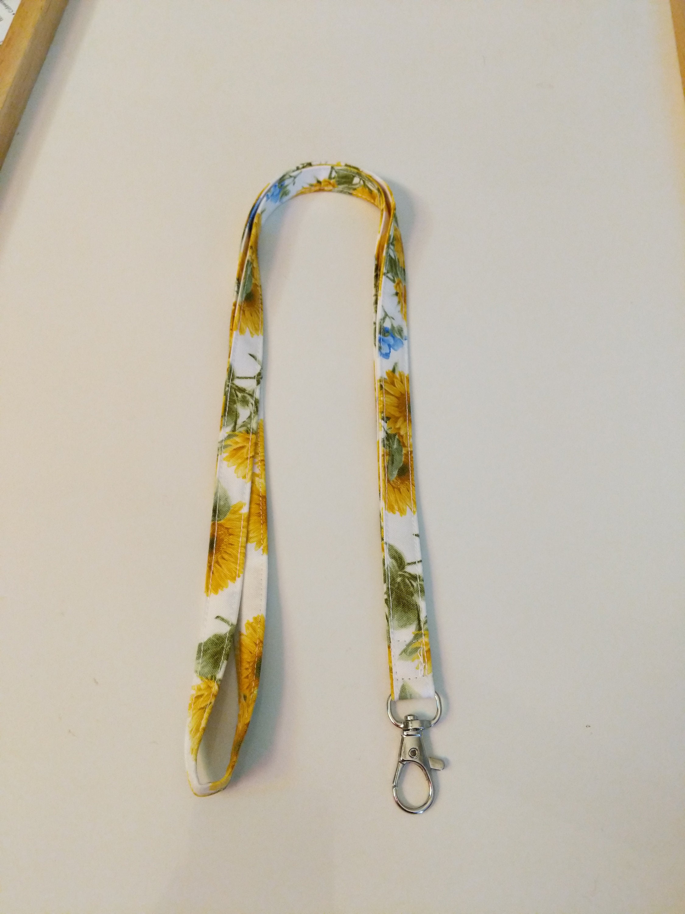 Sunflower Print Lanyard, Lanyard, Fabric Lanyard, I D Lanyard, Key ...
