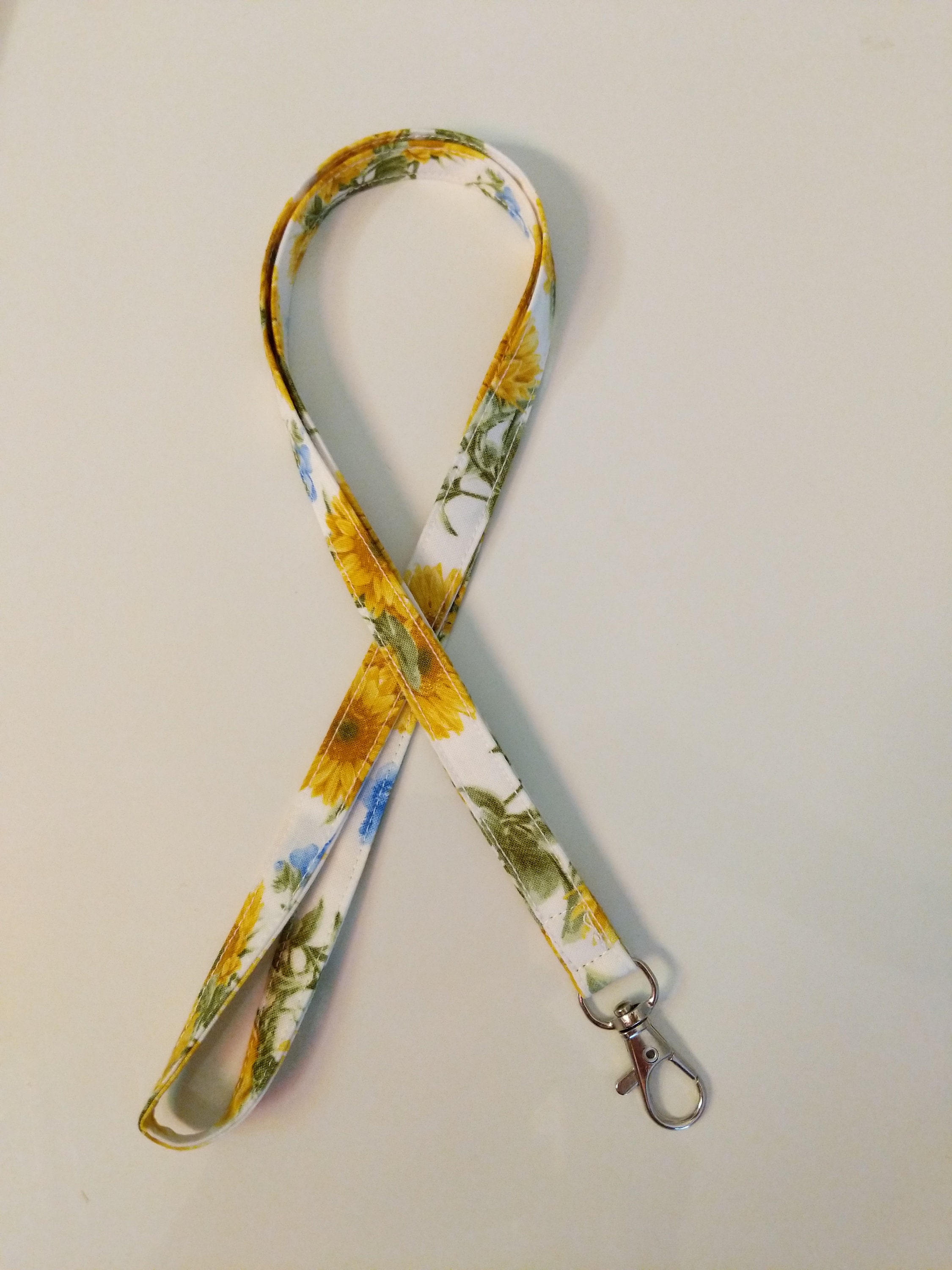 Sunflower Print Lanyard, Lanyard, Fabric Lanyard, I D Lanyard, Key ...