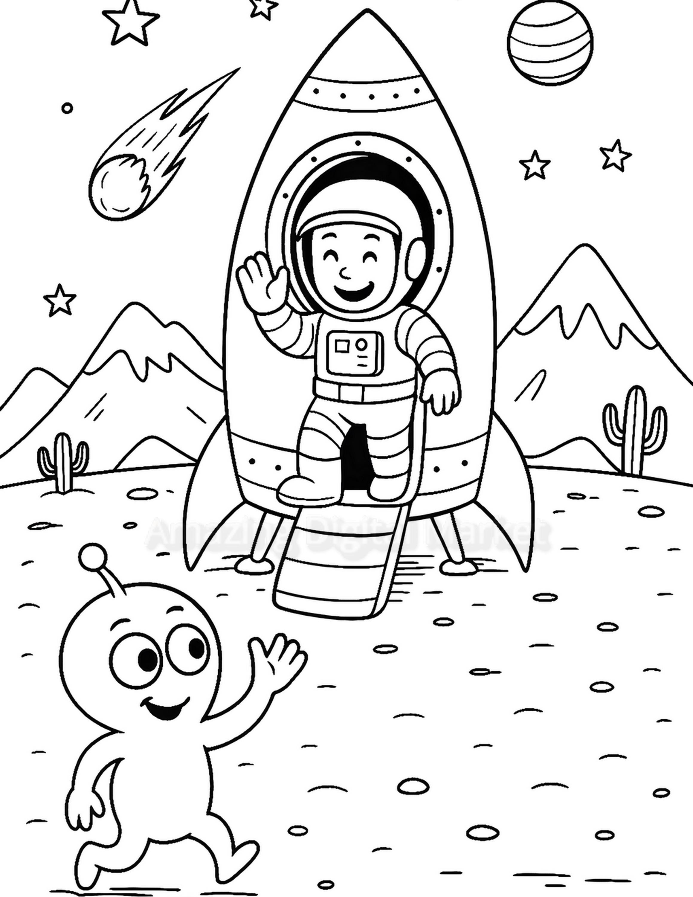 Fun UFO & Alien Coloring Book for Kids – 7-page Printable Space ...