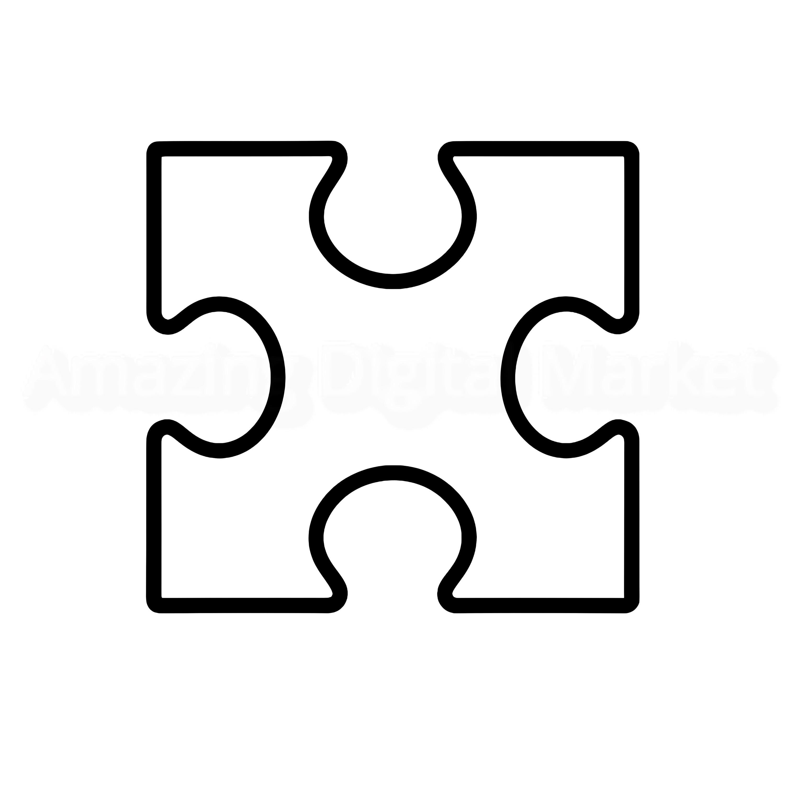 Simple Puzzle Piece Outlines Set Svg Png Dxf Eps Pdf | Vector Graphic ...