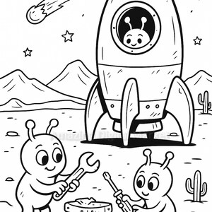 Fun UFO & Alien Coloring Book for Kids – 7-page Printable Space ...