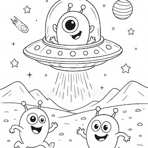Fun UFO & Alien Coloring Book for Kids – 7-page Printable Space ...