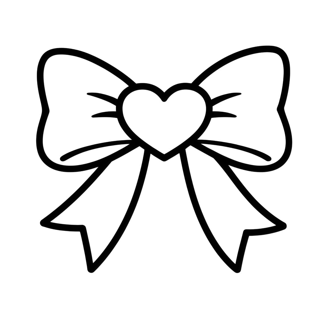 Heart Bow SVG Ribbon Outline Clipart Cricut File - Etsy