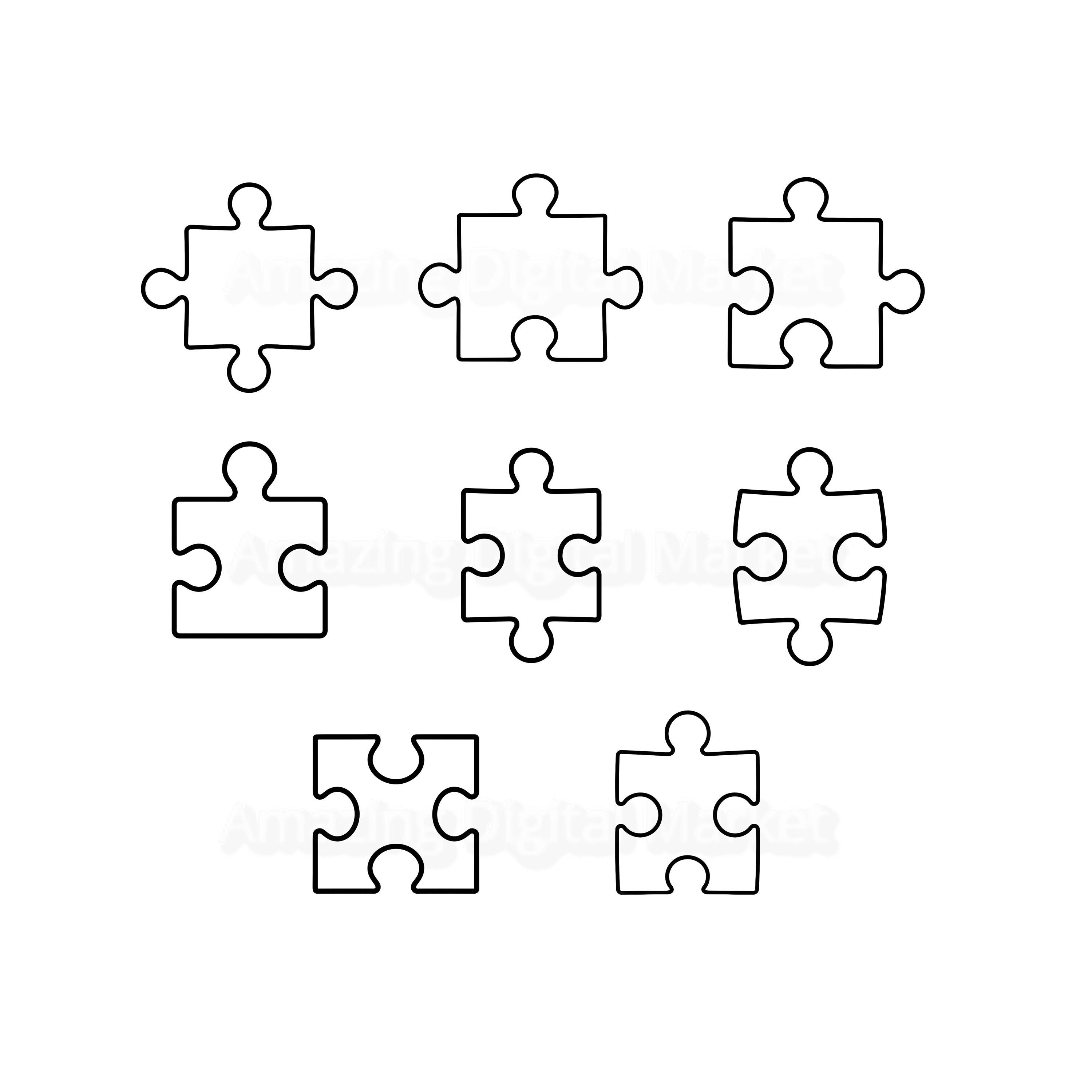 Simple Puzzle Piece Outlines Set Svg Png Dxf Eps Pdf | Vector Graphic ...