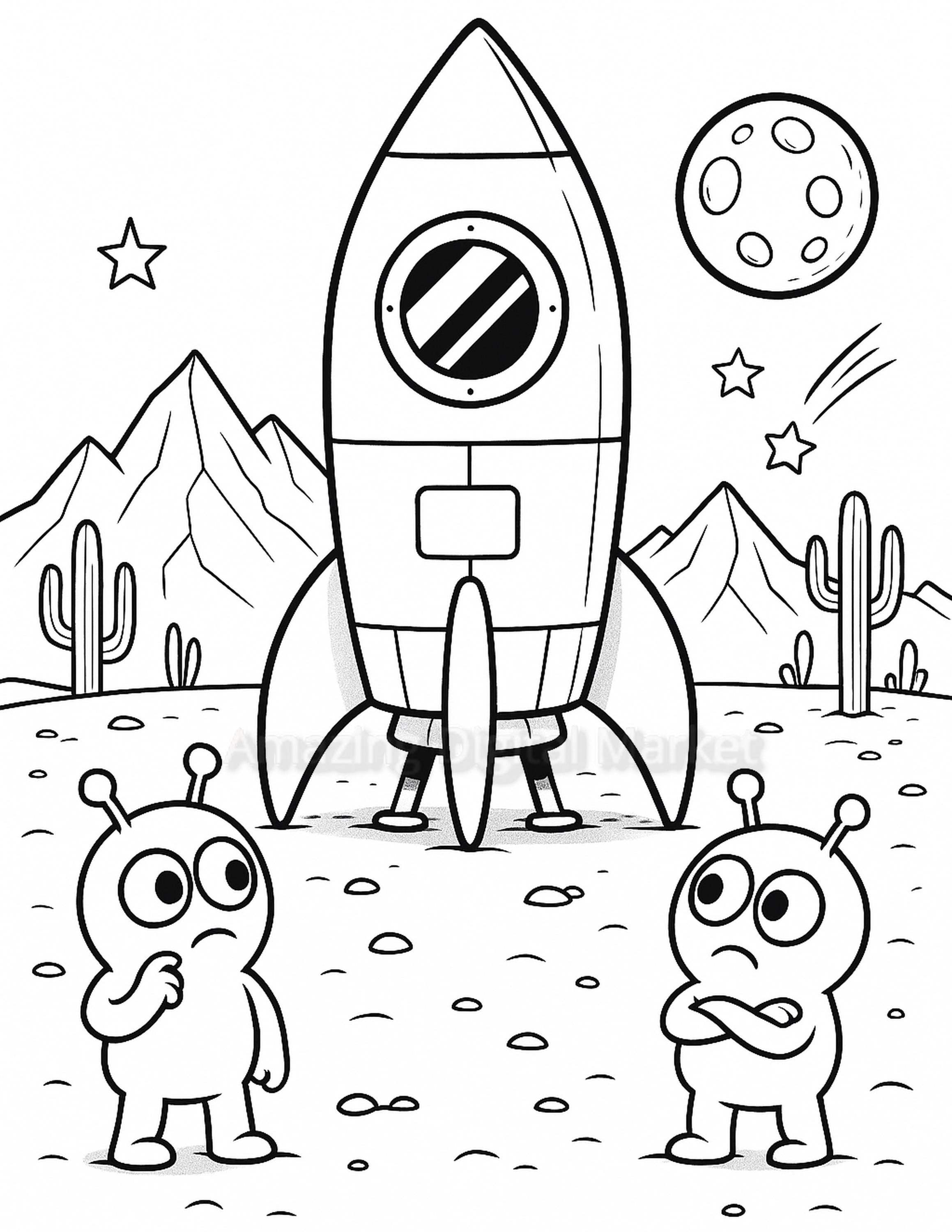Fun UFO & Alien Coloring Book for Kids – 7-page Printable Space ...