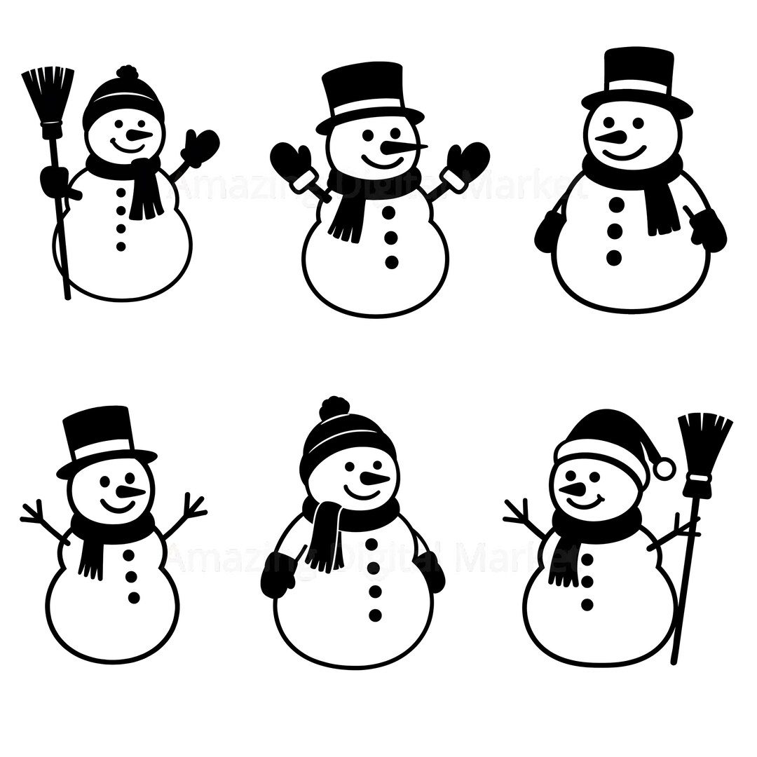 Snowman Winter Clipart | Holiday Cut File for Cricut Silhouette | Svg ...