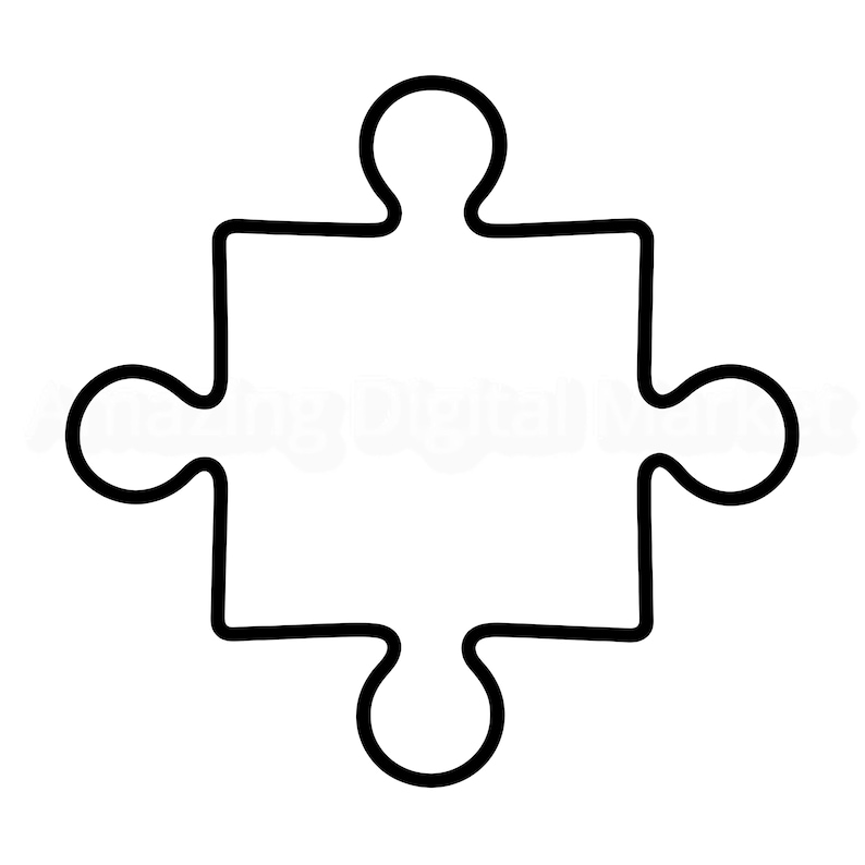 Simple Puzzle Piece Outlines Set Svg Png Dxf Eps Pdf | Vector Graphic ...