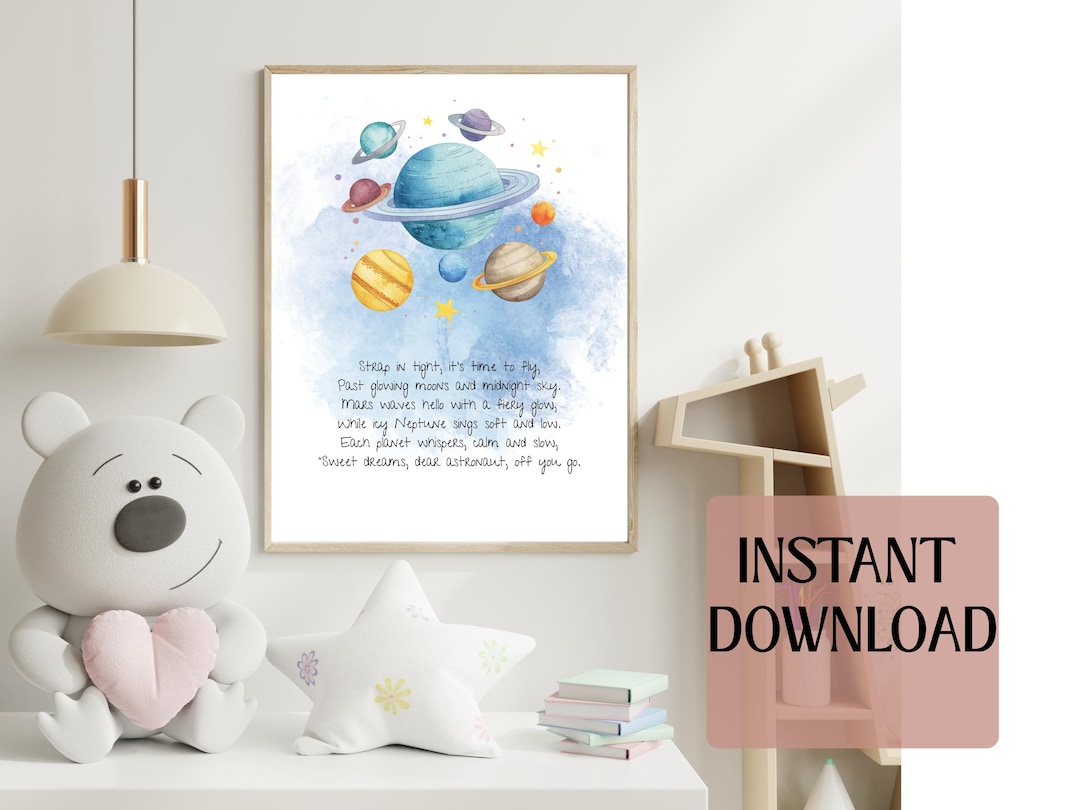 Printable Space Lullaby Poem | Astronaut Nursery Wall Art | Kids Room ...
