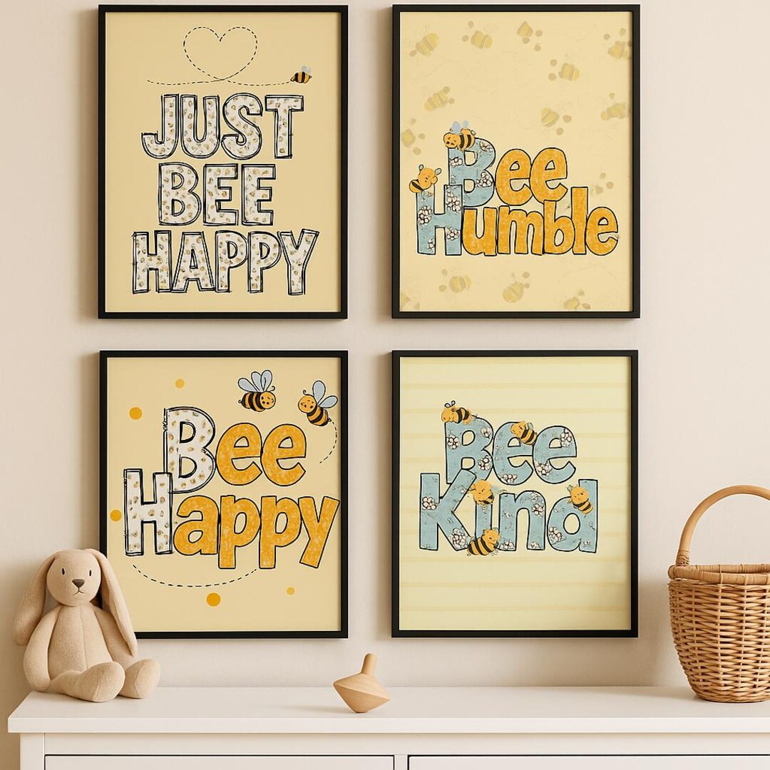Bee Wall Art Prints – “bee Kind”, “bee Happy”, “bee Humble” & More ...