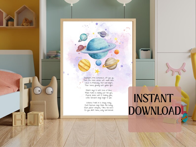 Printable Space Lullaby Poem | Astronaut Nursery Wall Art | Kids Room ...