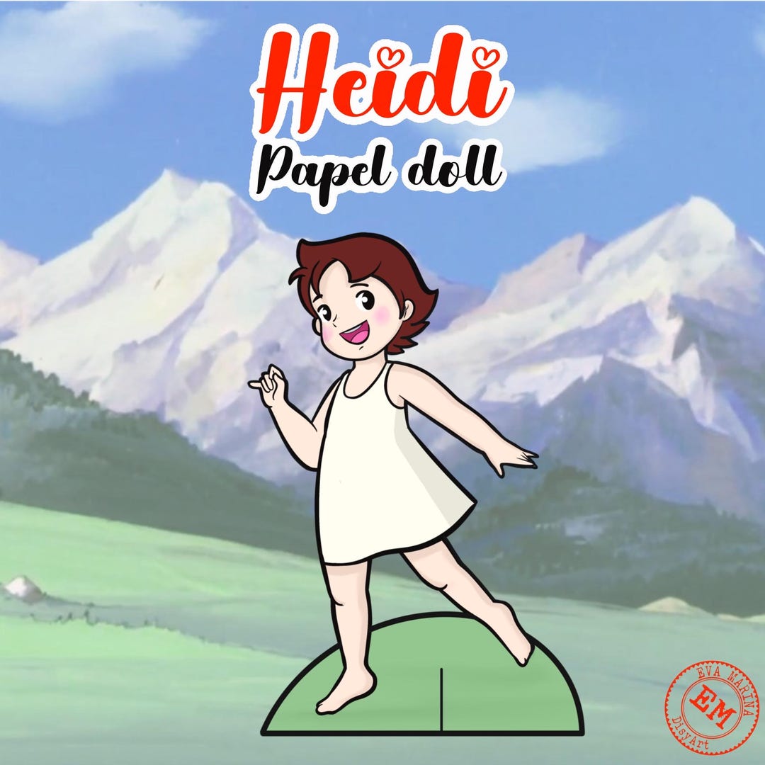 Heidi Paper Doll Printable Set – 2 Pdfs (color + Coloring Pages ...