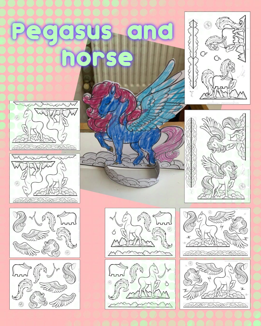 Printable Paper Dolls – Pegasus & Horse | Cut-out Doll Craft | PDF ...