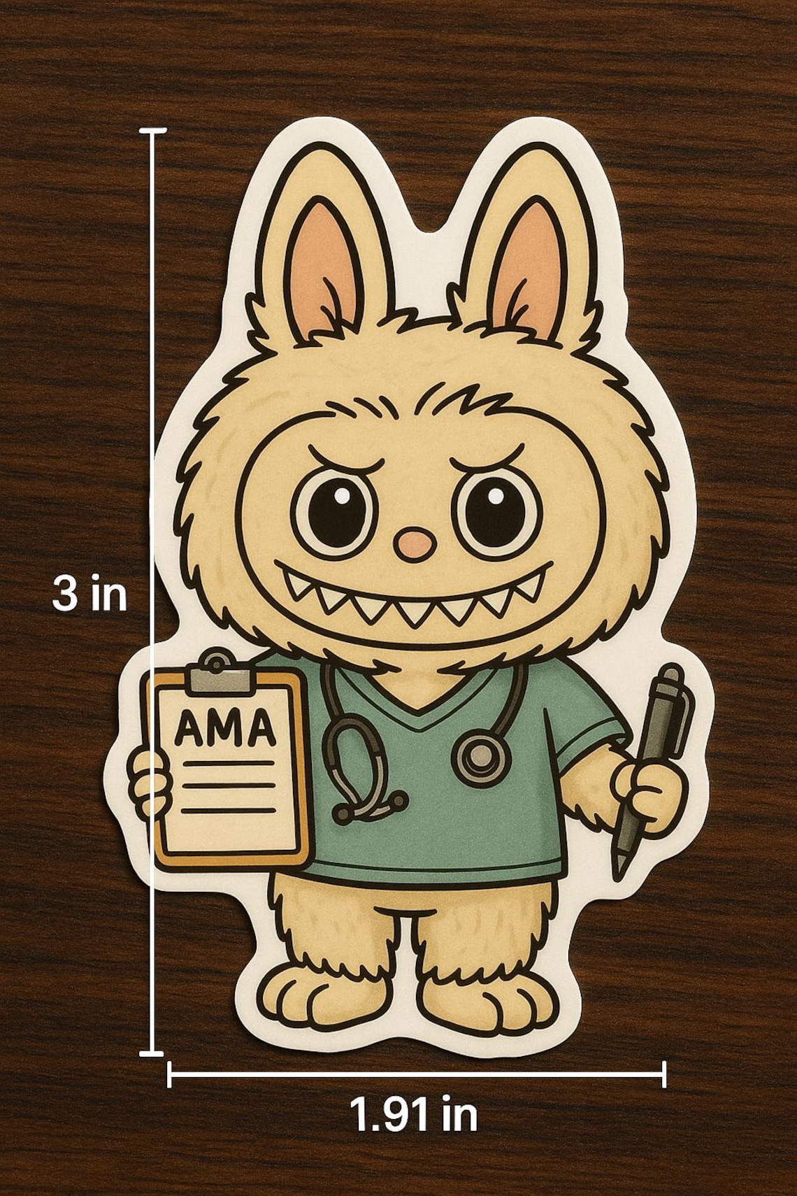 Labubu Healthcare Worker AMA Sticker - Funny Medical Sticker - Kawaii ...