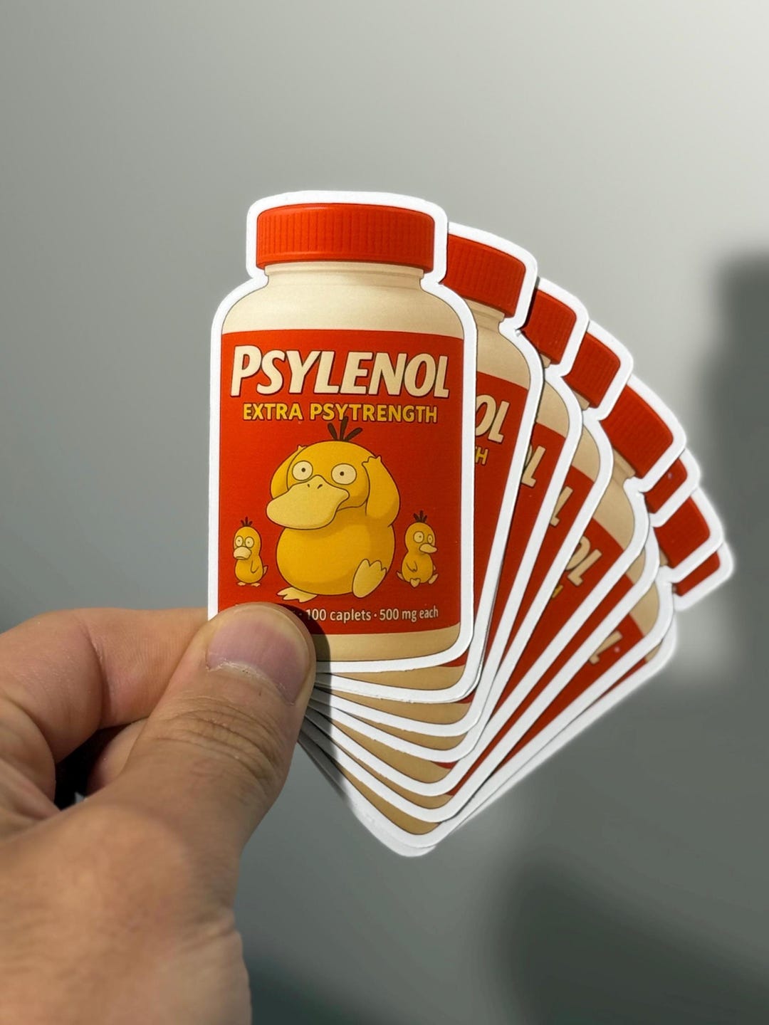 Funny Psyduck Psylenol Sticker for Laptop, Cute Pokemon Parody Decal ...