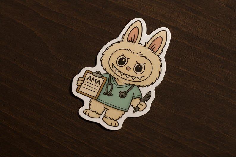 Labubu Healthcare Worker AMA Sticker - Funny Medical Sticker - Kawaii ...