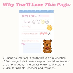 Daily Emotions Worksheet for Kids – Mindful Bear Coloring Page ...
