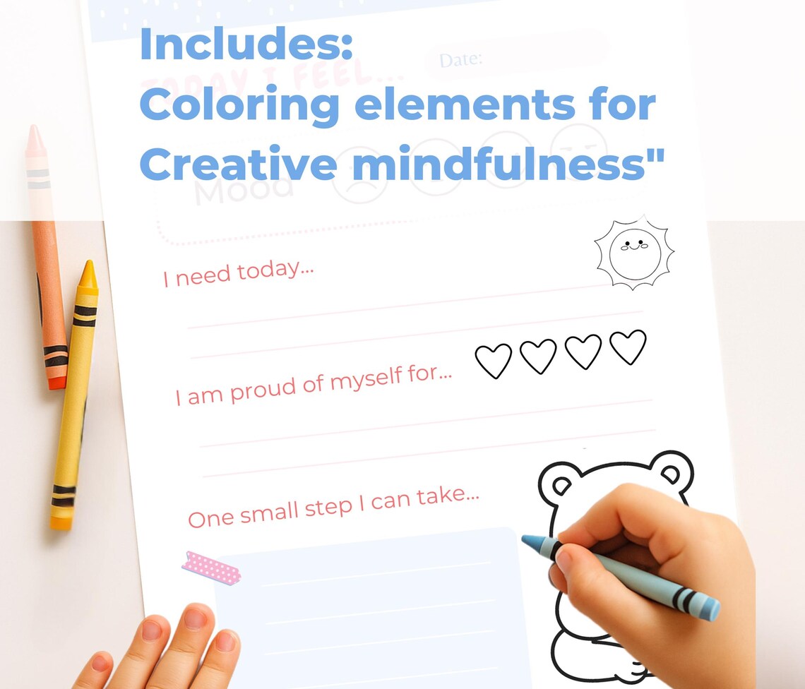 Daily Emotions Worksheet for Kids – Mindful Bear Coloring Page ...