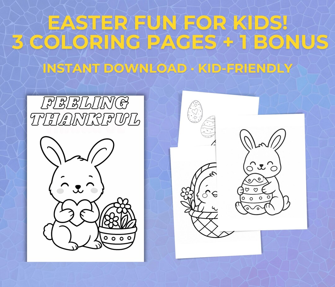 Easter Coloring Pages – Printable Set of 3 Cute Designs + Bonus ...
